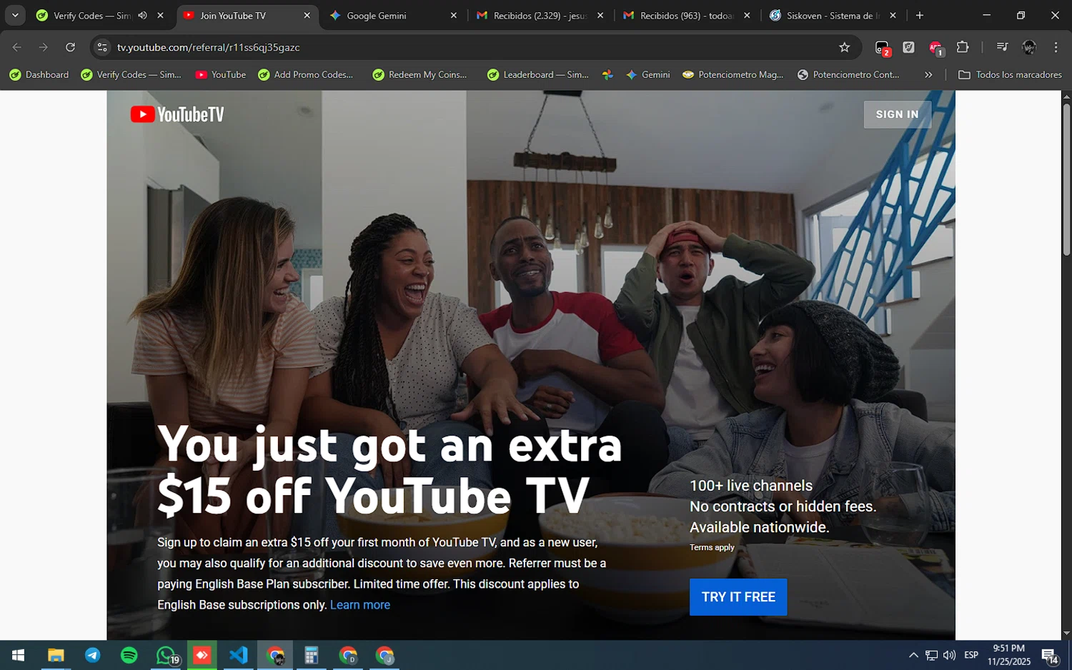 YouTube TV Promo Codes - $10 Off (1 Verified) Dec 2025