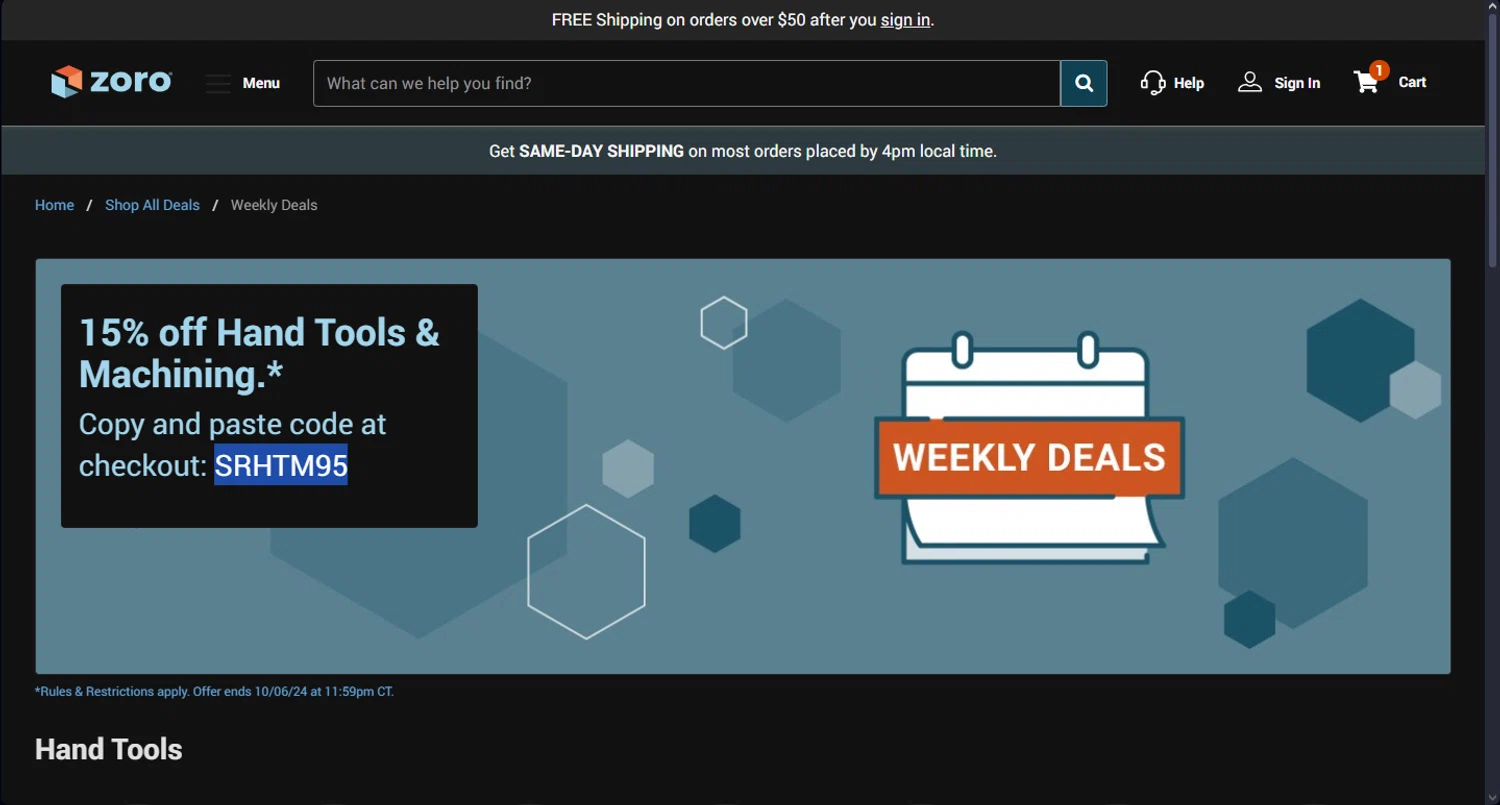 Zoro.com Promo Codes - 20% Off | October 2024