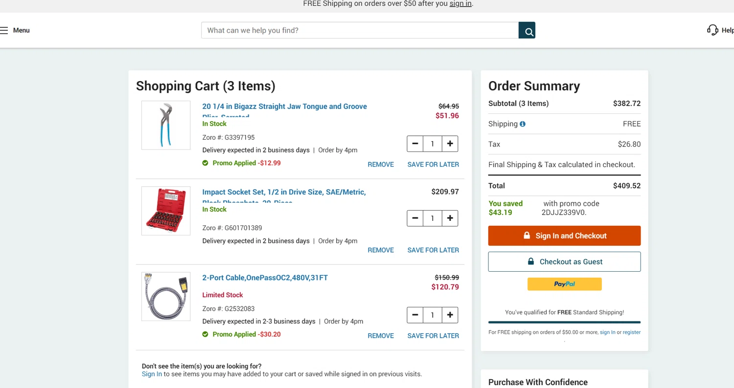 Zoro.com Promo Codes - 20% Off | December 2024