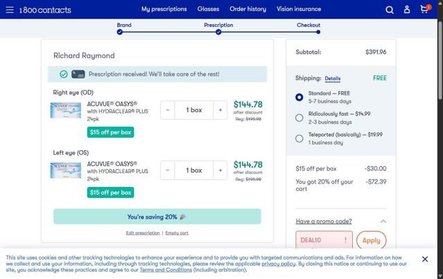 1-800 Contacts Promo Codes (3 Verified) - $10 Off Oct 2025