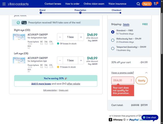 1-800 Contacts Promo Codes (3 Verified) - 30% Off Jun 2025