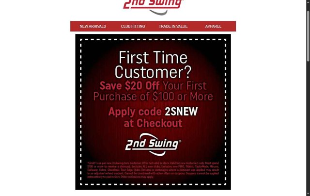 2nd Swing Golf Promo Codes (2 Verified) - $20 Off May 2025