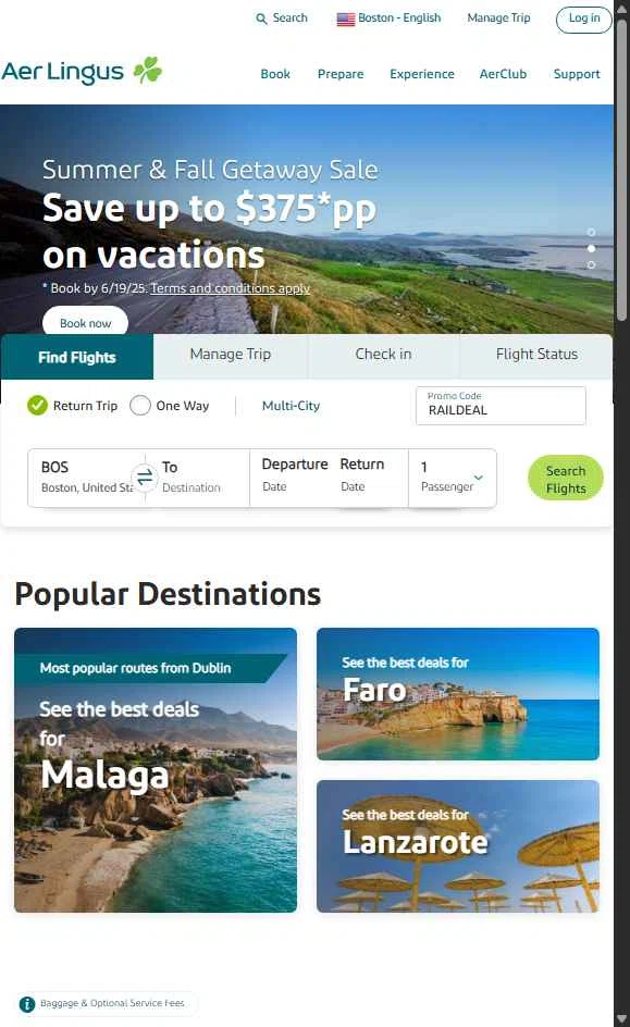 Aer Lingus Promo Codes (1 Verified) - $200 Off Nov 2025