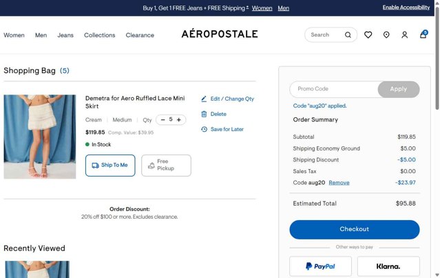 Aeropostale Promo Codes (6 Verified) - 20% Off Aug 2025