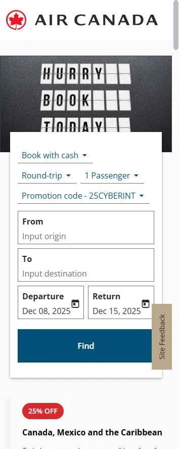 Air Canada Promo Codes - $50 Off (4 Verified) Dec 2025