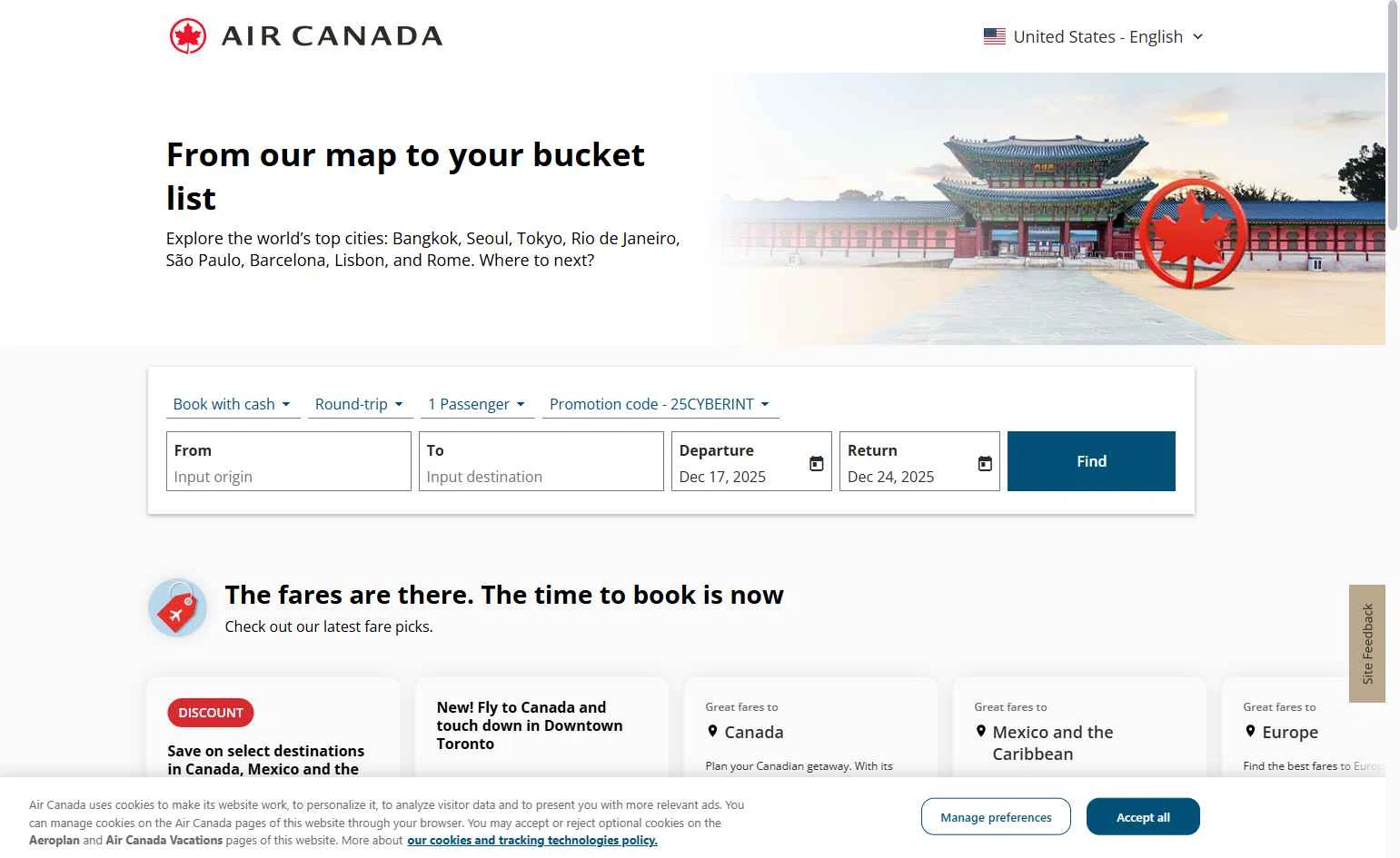 Air Canada Promo Codes - 50% Off (4 Verified) Dec 2025