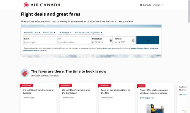 Air Canada Promo Codes (3 Verified) - 15% Off Jul 2025