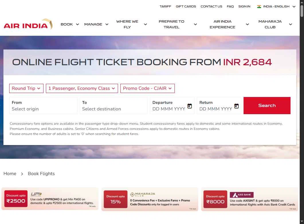 Air India Promo Codes - $2,500 Off (Verified) Oct 2025