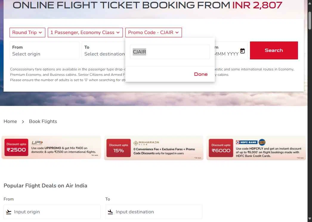 Air India Promo Codes - 15% Off (1 Verified) Dec 2025