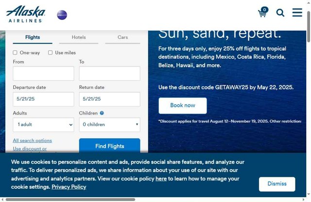 Alaska Airlines Promo Codes - $150 Off May 2025