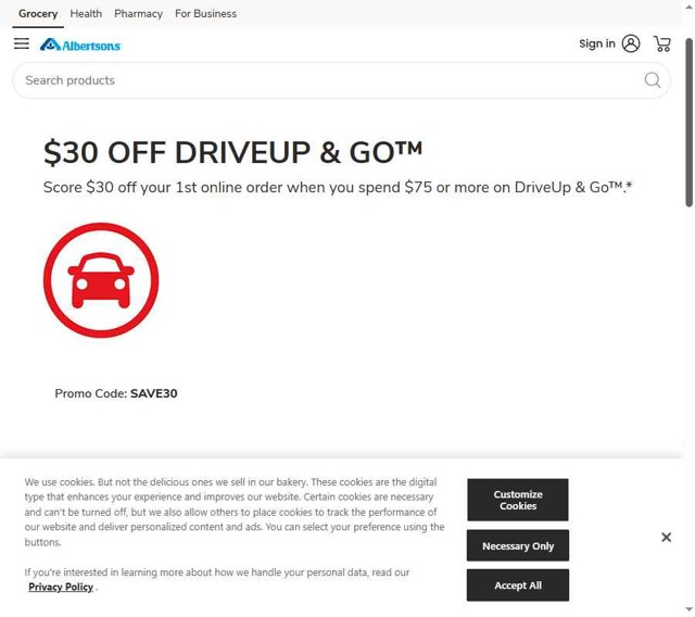 Albertsons Promo Codes (1 Verified) - $30 Off Aug 2025