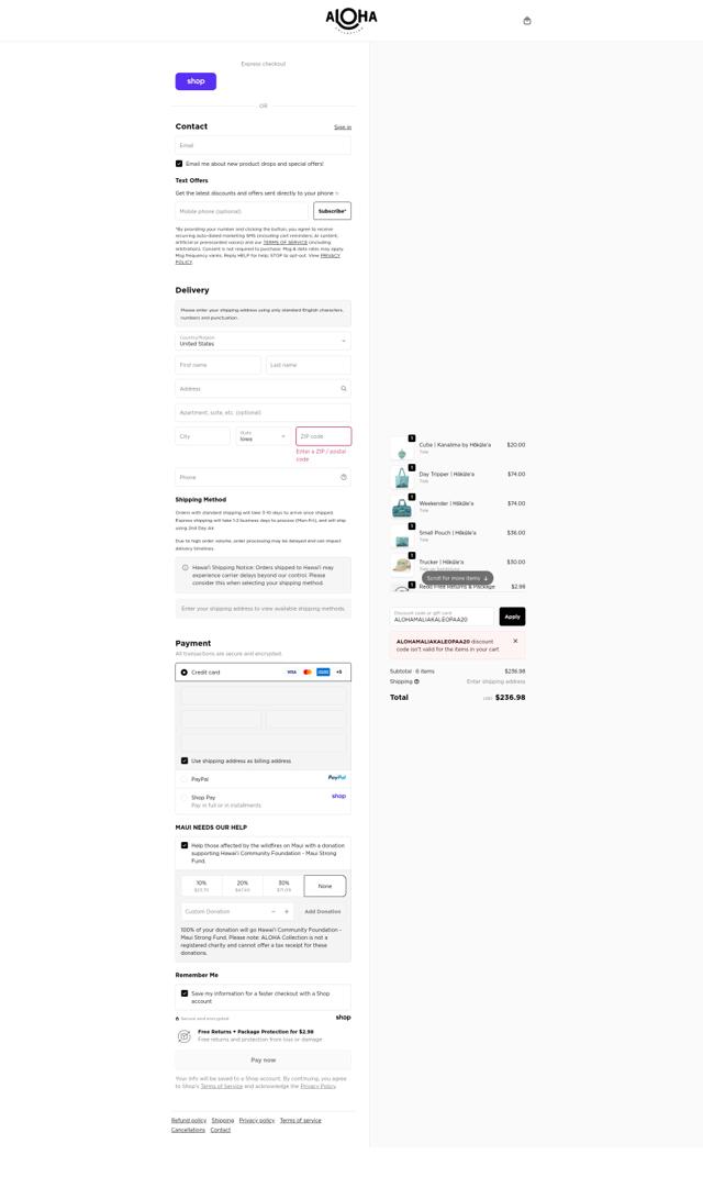 ALOHA Collection Promo Codes - 20% Off Oct 2025