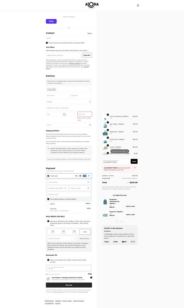 ALOHA Collection Promo Codes - 20% Off Oct 2025