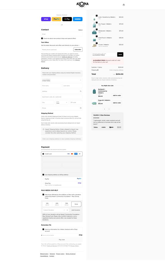 ALOHA Collection Promo Codes - 20% Off Oct 2025