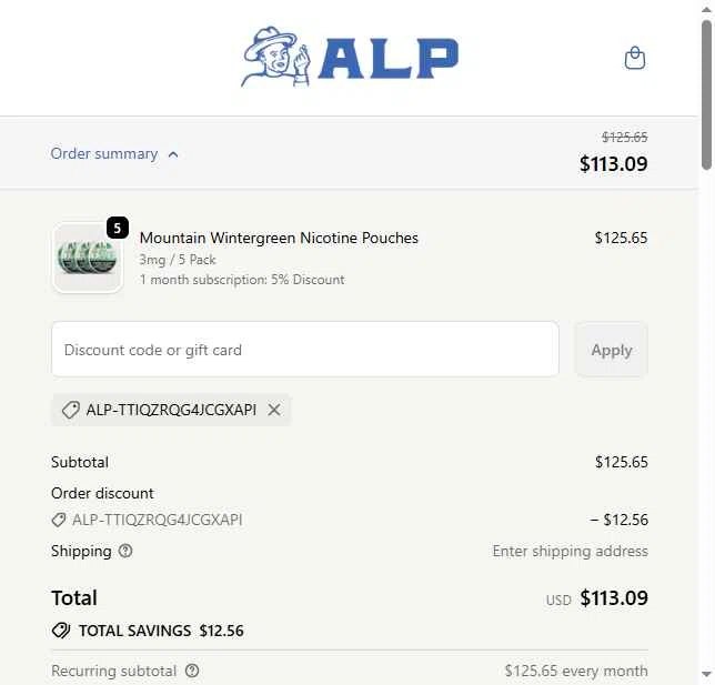 ALP Nicotine Pouches Promo Code - 10% Off Jan 2026