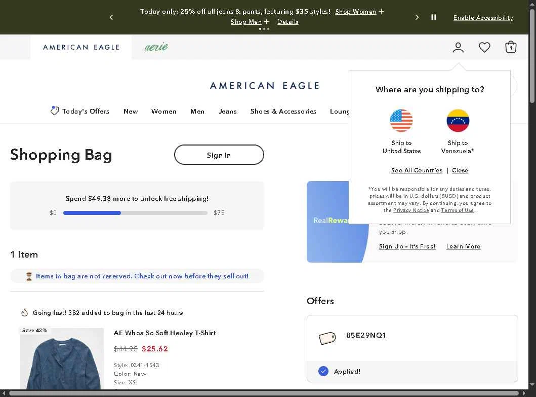 American Eagle Promo Codes (2 Verified) - 25% Off Oct 2025