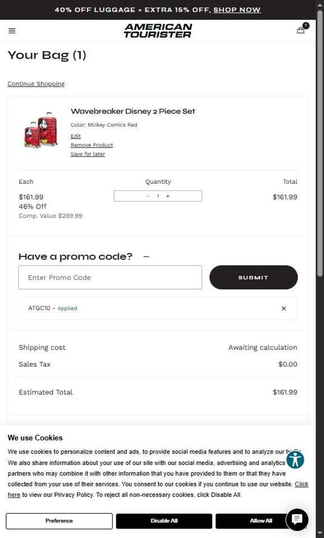 American Tourister Promo Codes - 10% Off Oct 2025