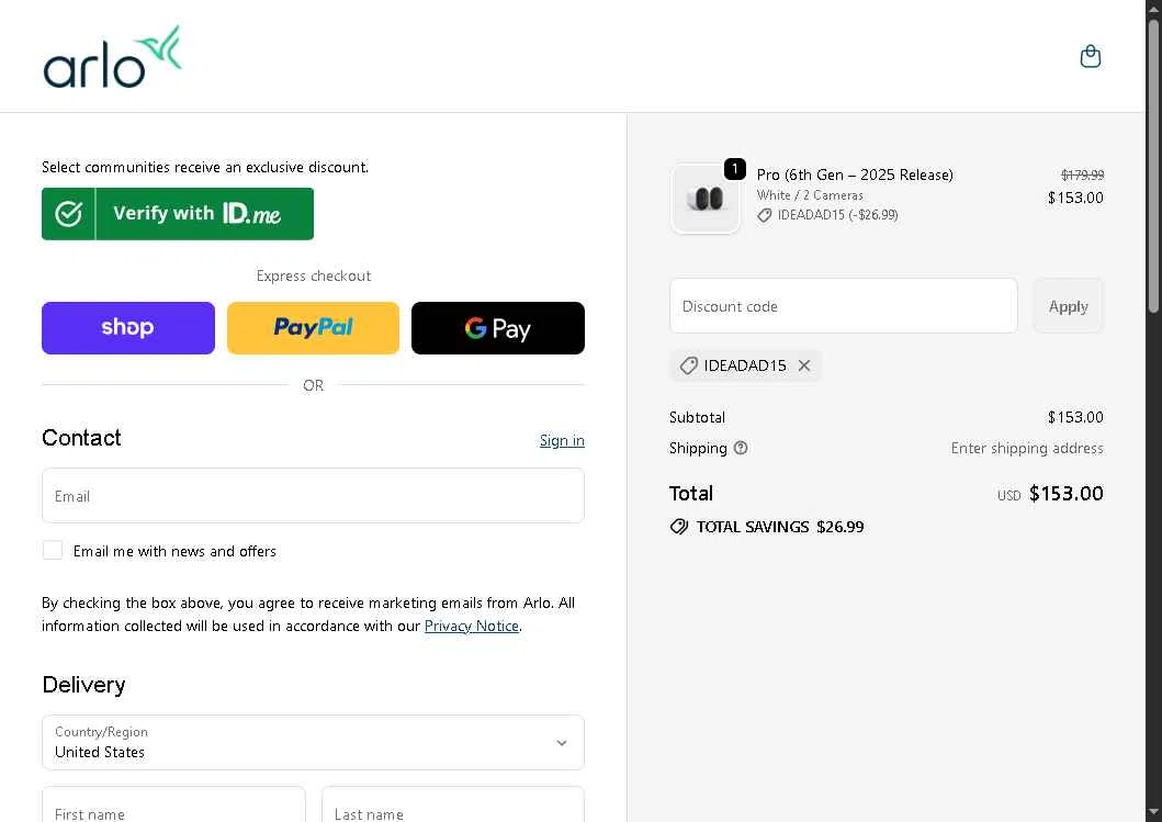 Arlo Promo Codes - 15% Off (6 Verified) Mar 2026