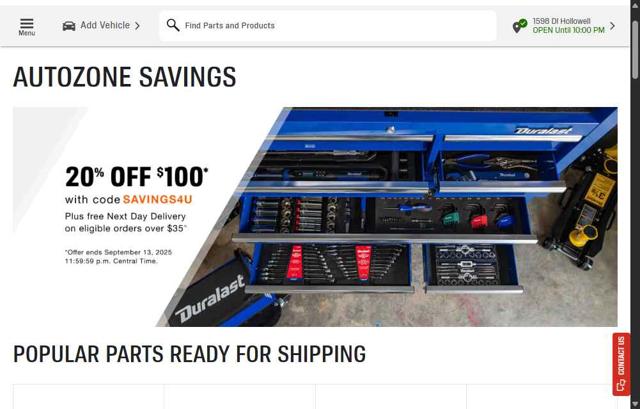 AutoZone Promo Codes (2 Verified) - 20% Off w/Code Sep 2025