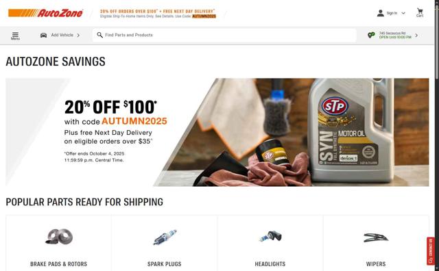AutoZone Promo Codes (2 Verified) - $10 Off w/Code Oct 2025