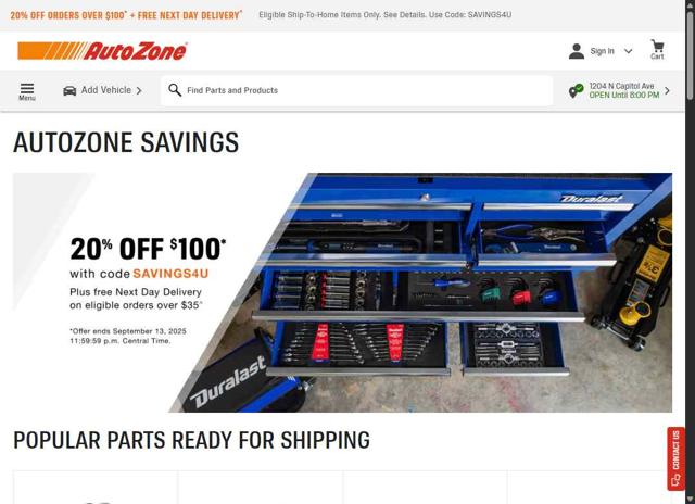 AutoZone Promo Codes (2 Verified) - 20% Off w/Code Sep 2025