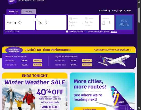 Avelo Airlines Promo Code - 40% Off (Verified) Dec 2025