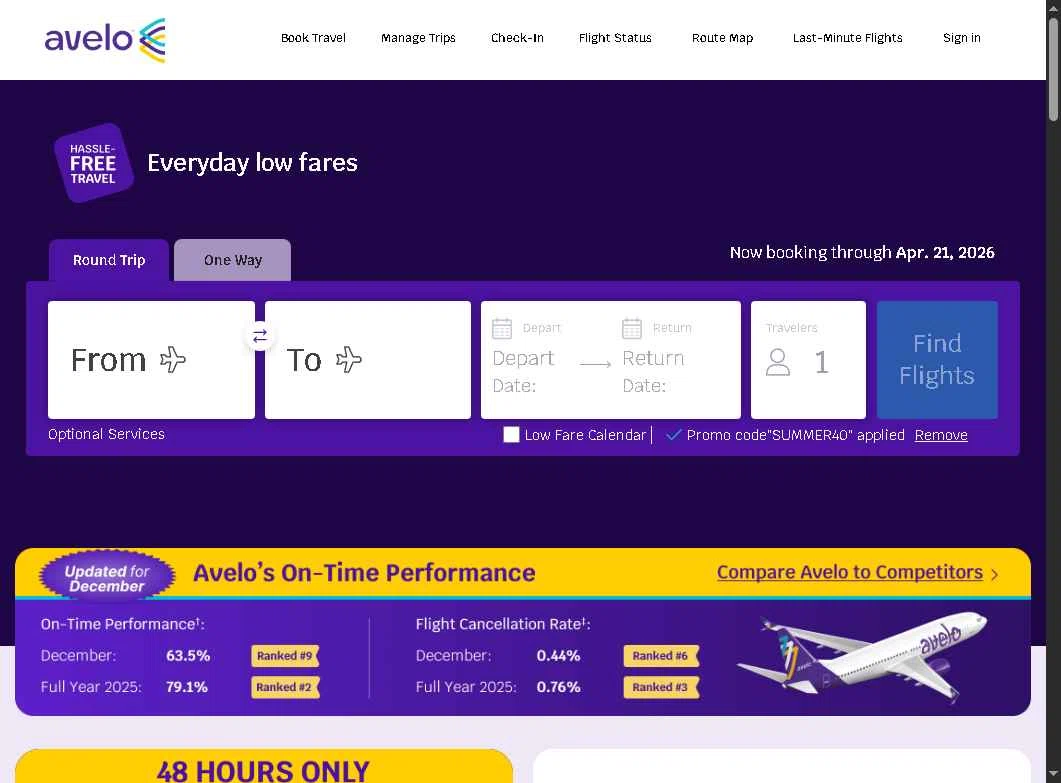 Avelo Airlines Promo Code - 40% Off (Verified) Jan 2026