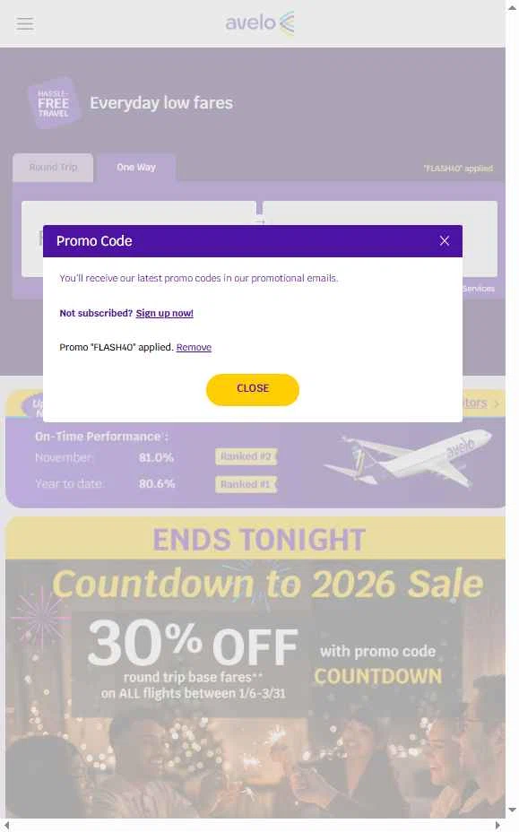 Avelo Airlines Promo Code - 40% Off (Verified) Jan 2026