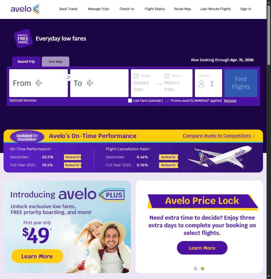 Avelo Airlines Promo Code - 40% Off (Verified) Jan 2026