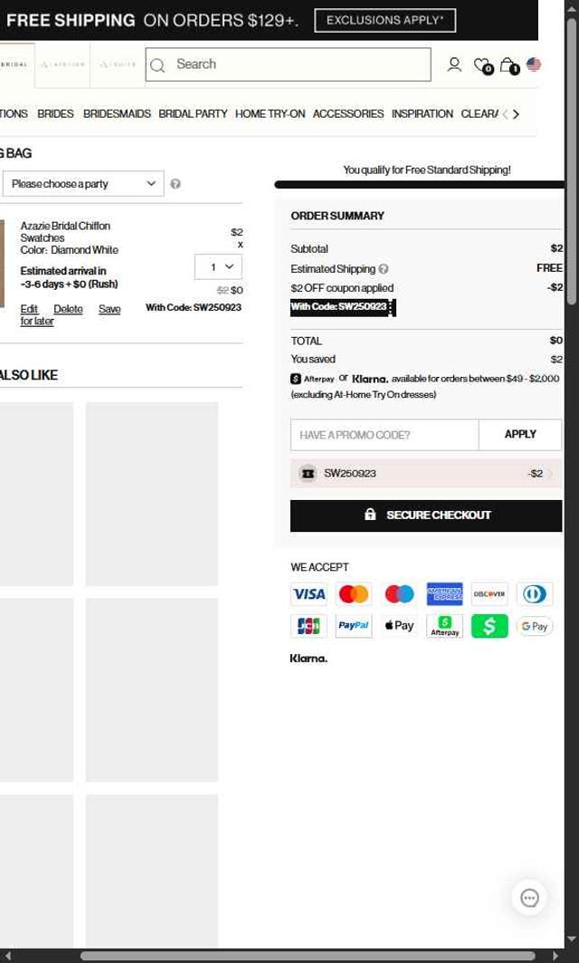 Azazie Promo Codes (5 Verified) - 5% Off w/Code Oct 2025