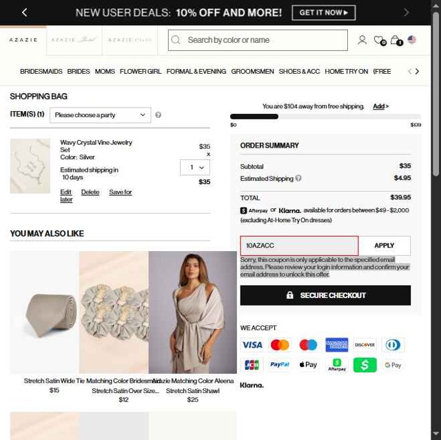 Azazie Coupon Codes (4 Verified) - 10% Off w/Code May 2025