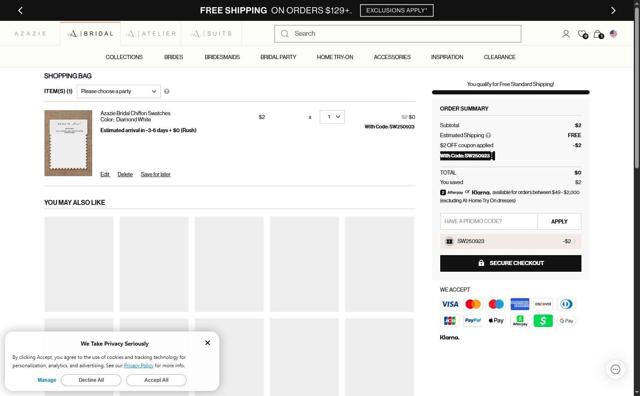 Azazie Promo Codes (3 Verified) - 20% Off w/Code Sep 2025