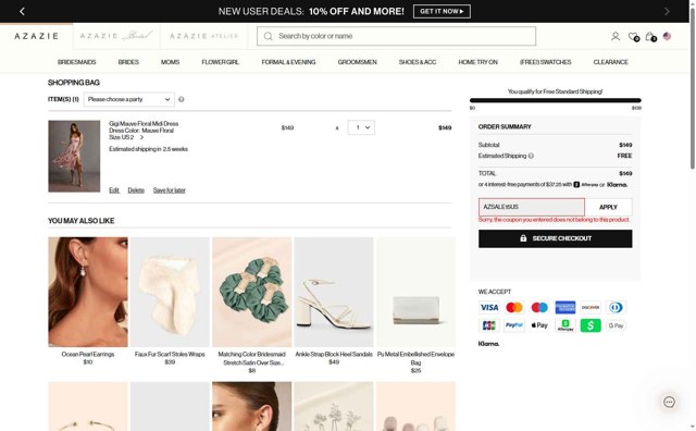 Azazie Coupon Codes (5 Verified) - 15% Off w/Code May 2025