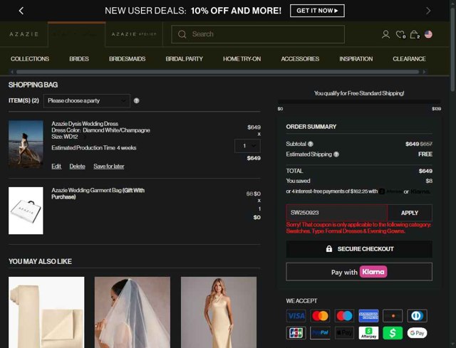 Azazie Coupon Codes (4 Verified) - 10% Off w/Code May 2025