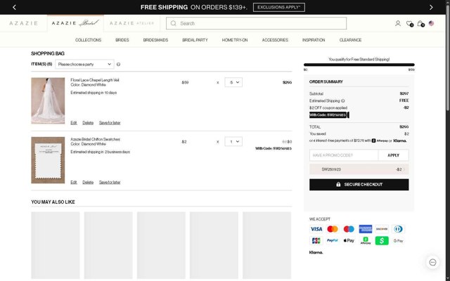 Azazie Promo Codes (4 Verified) - 10% Off w/Code Jun 2025