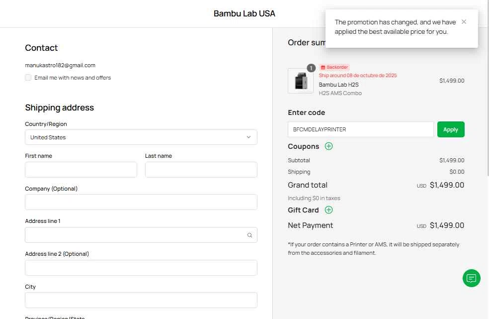 Bambu Lab Promo Codes (1 Verified) - $100 Off Oct 2025