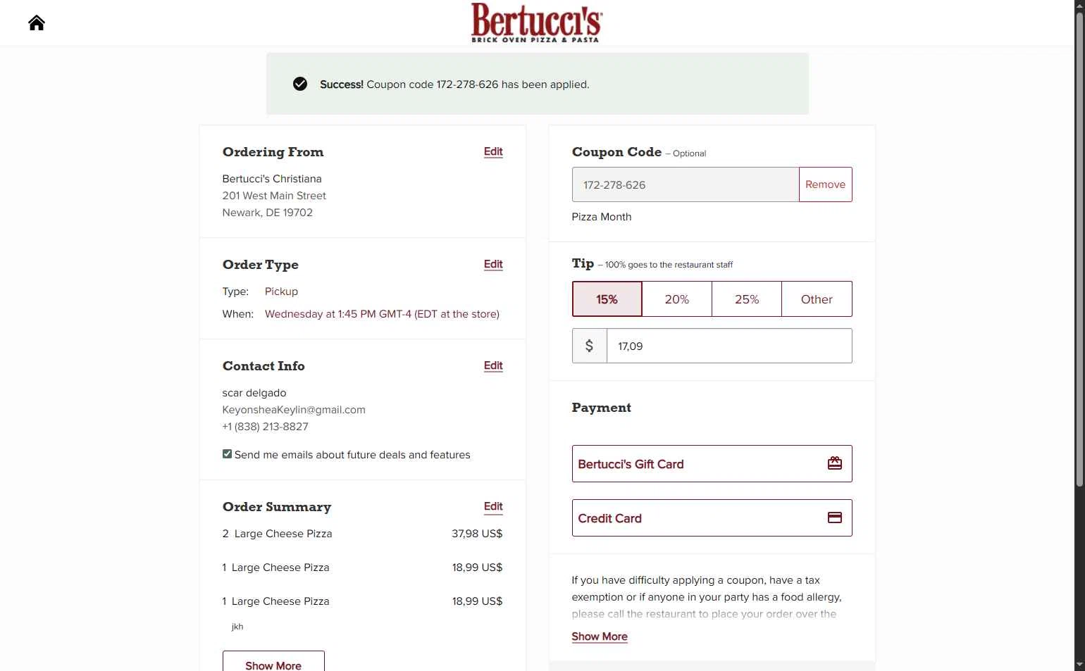 Bertucci's Promo Codes - $20 Off (1 Verified) Dec 2025