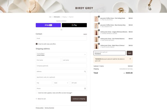 Birdy Grey Discount Codes (4 Verified) - 20% Off Feb 2025