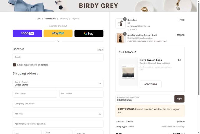 Birdy Grey Promo Codes (2 Verified) - 20% Off May 2025