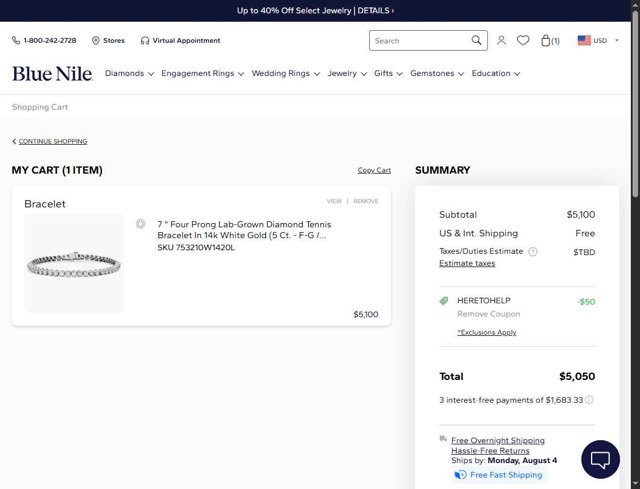 Blue Nile Promo Codes - $10 Off (6 Verified) Aug 2025