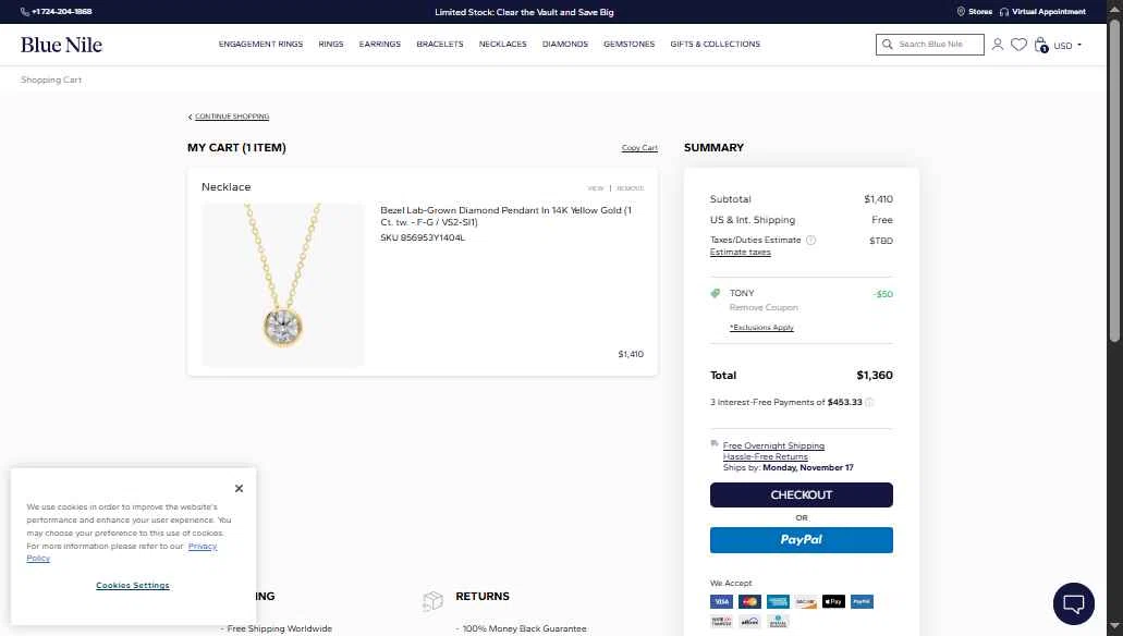 Blue Nile Promo Codes - $50 Off (7 Verified) Nov 2025