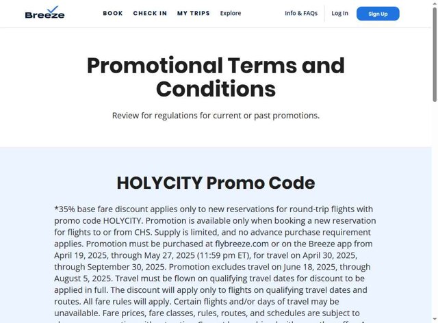 Breeze Airways Promo Codes (2 Verified) - 35% Off Jul 2025