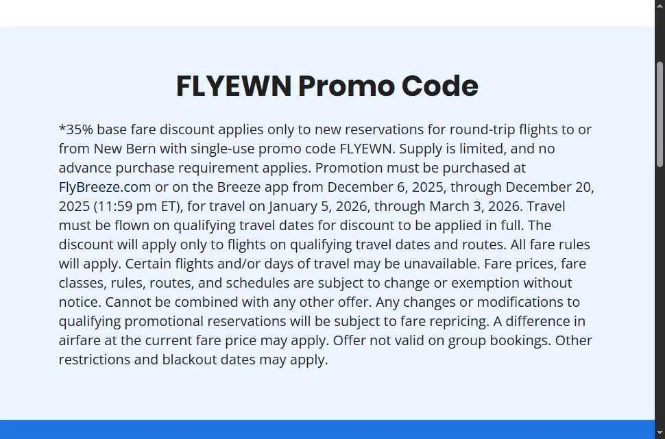 Breeze Airways Promo Code - 40% Off (3 Verified) Dec 2025