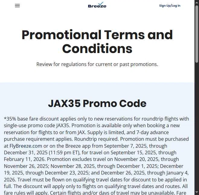 Breeze Airways Promo Codes (2 Verified) - 35% Off Oct 2025