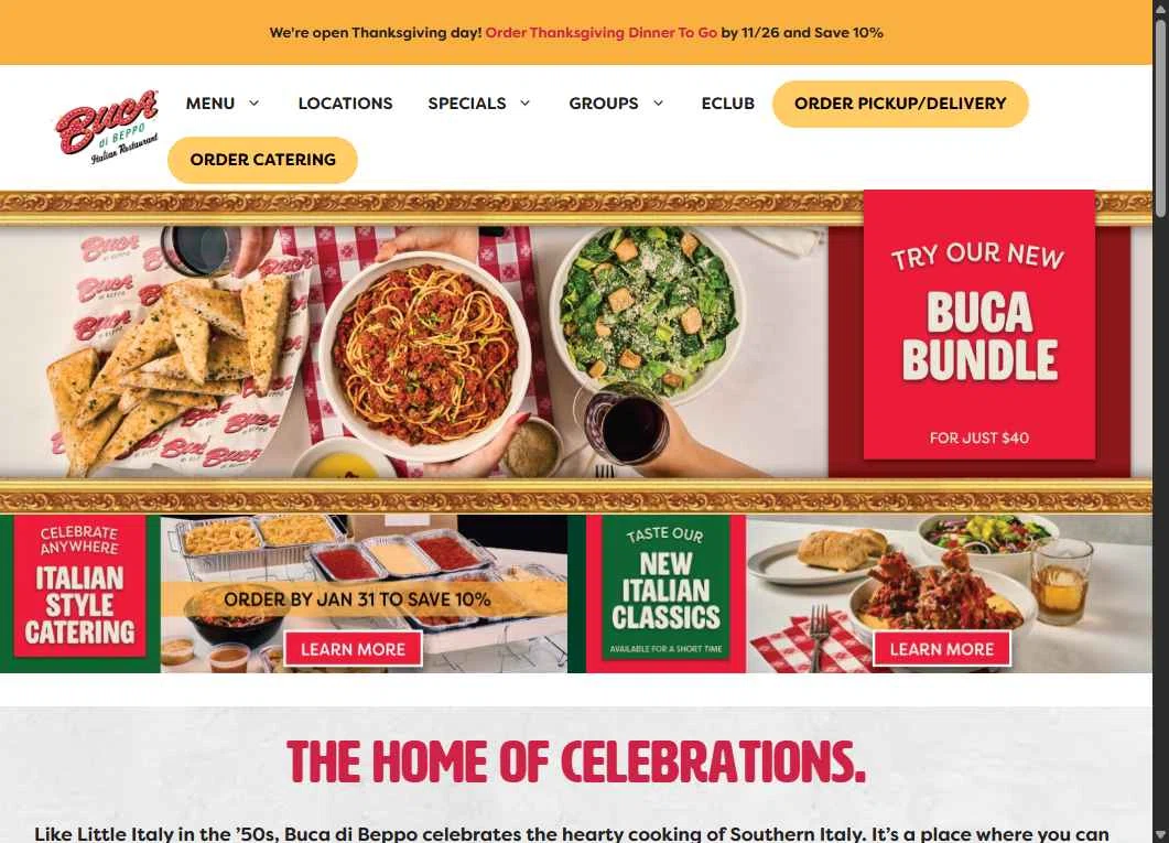 Buca Di Beppo Promo Codes - 10% Off (1 Verified) Feb 2026