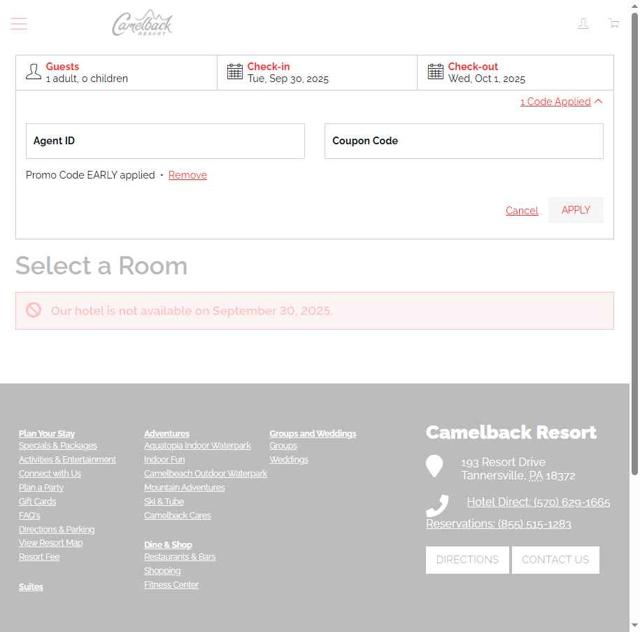 Camelback Resort Promo Codes - 15% Off Oct 2025