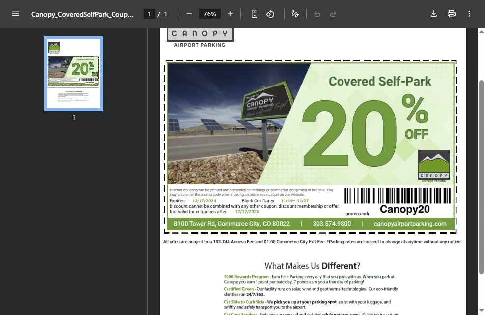 Canopy Airport Parking Promo Codes - 20% Off Mar 2026