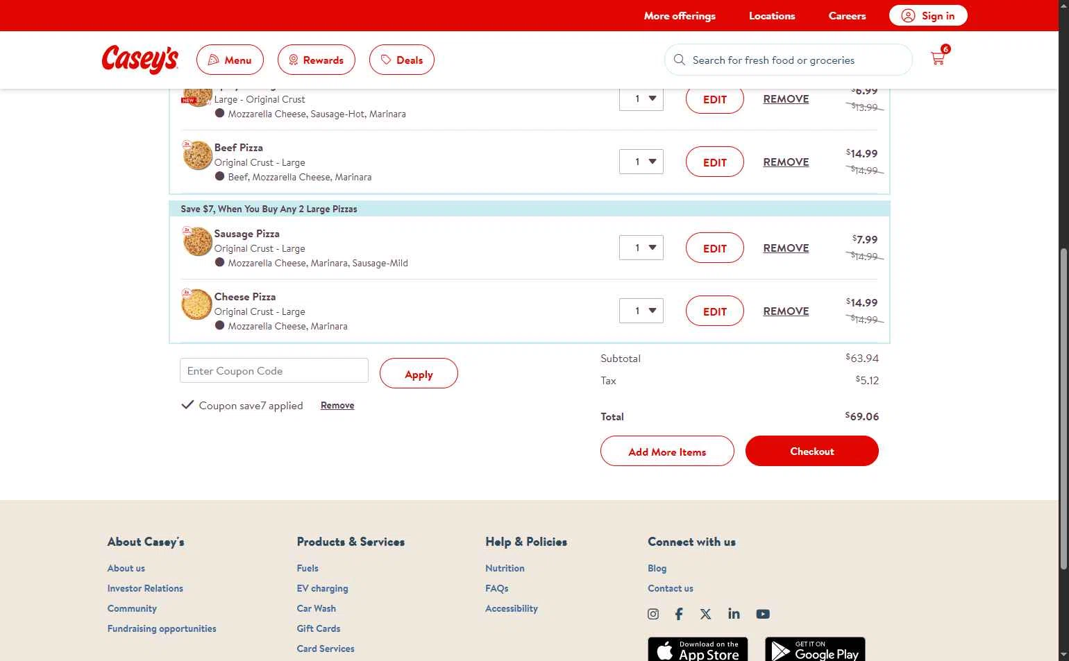 Casey's Promo Codes - $50 Off (5 Verified) Jan 2026