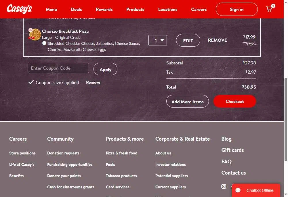 Casey's Promo Codes - 40% Off (5 Verified) Nov 2025