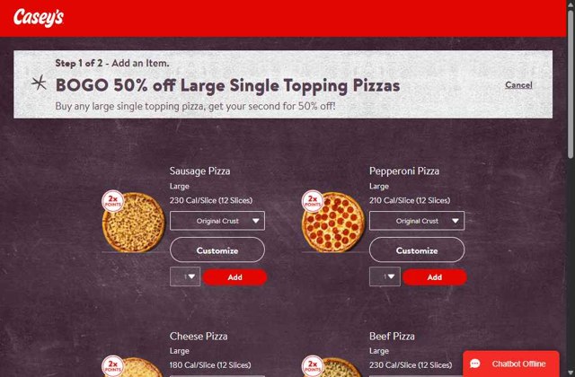 Casey's Promo Codes (4 Verified) - $10 Off Sitewide Aug 2025